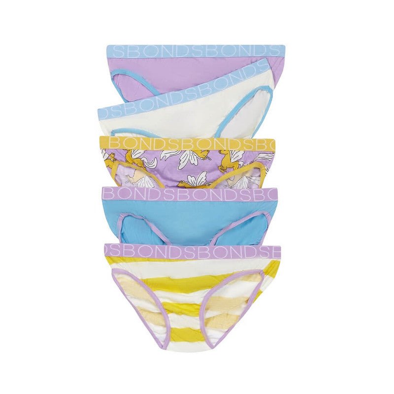 Bonds Girls Bikini 5 Pack Folklore Rugby Stripe Bambinista
