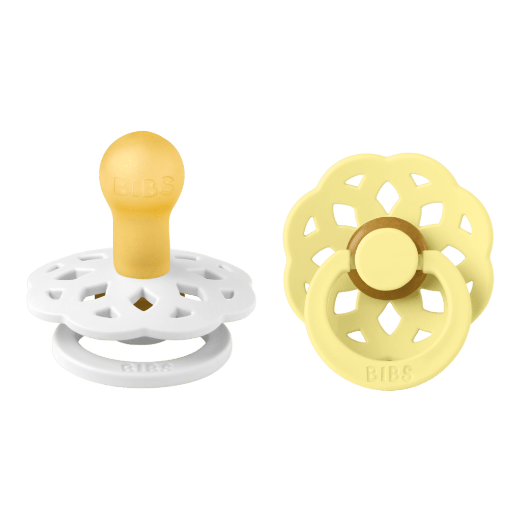 BIBS Boheme 2 Pack Latex Round Pacifier - White / Sunshine – Bambinista