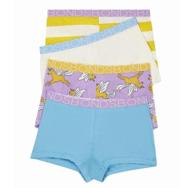 BONDS Girls Underwear Shortie 4 Pack - Folklore Rugby Stripe – Bambinista