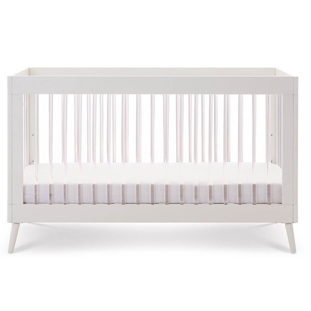 OBABY Maya Cot Bed - White with Acrylic – Bambinista
